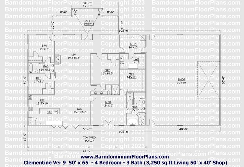 Stock Floor Plan Barndominium Clementine Versions - Barndominium Floor ...