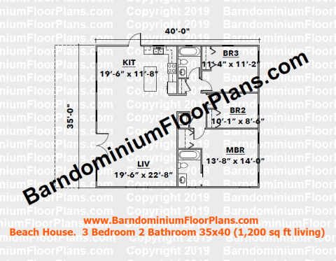 3-Bedroom-Barndominium-House-Floor-Plans - Barndominium Floor Plans